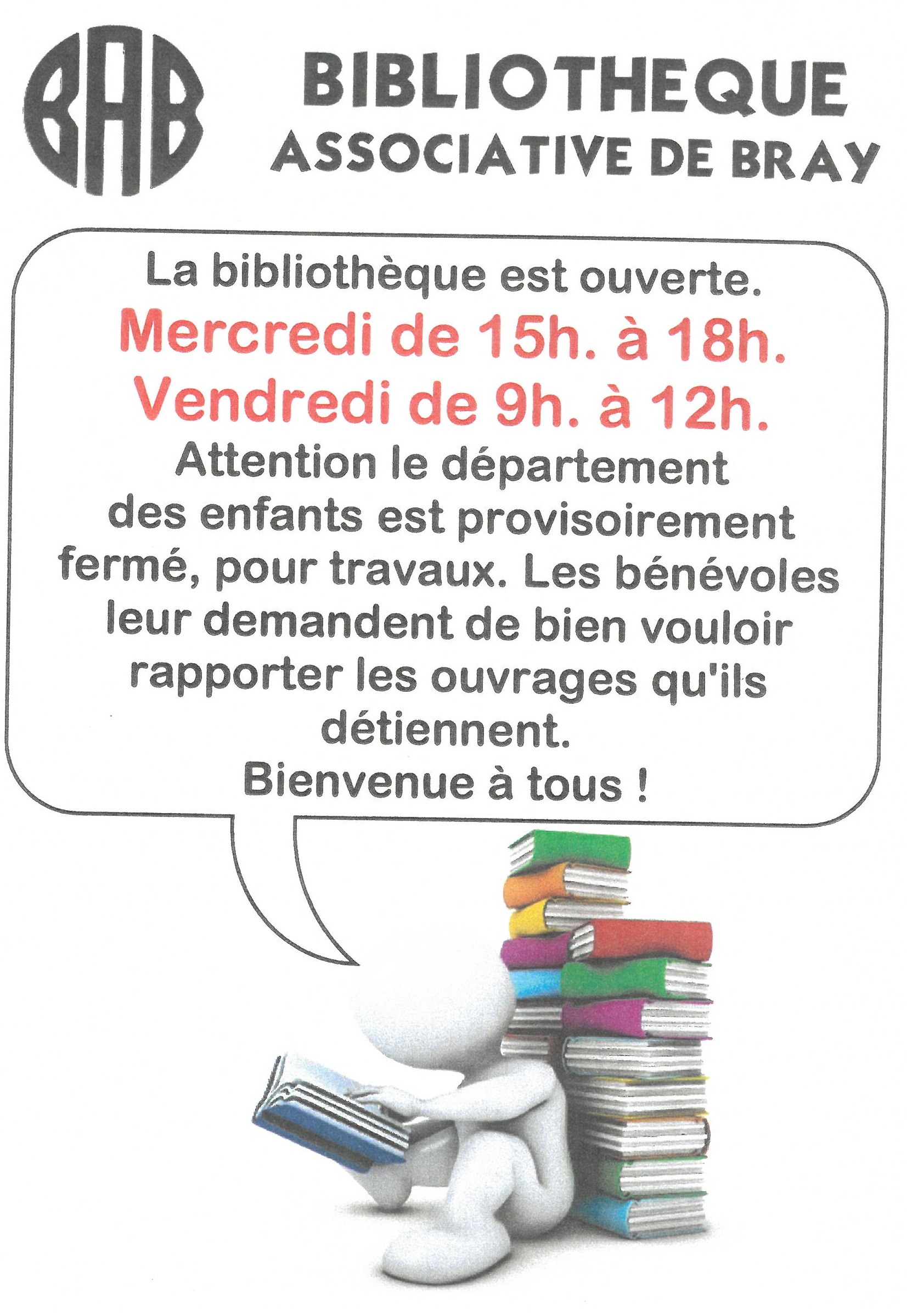 La Bibliothèque Associative de Bray est à nouveau ouverte - Ville de ...