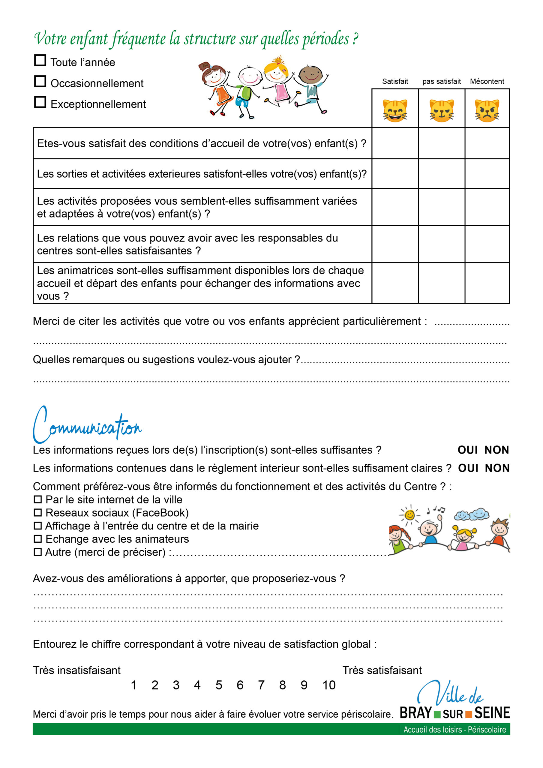 Enquête Périscolaire Février 2023 Ville De Bray Sur Seine